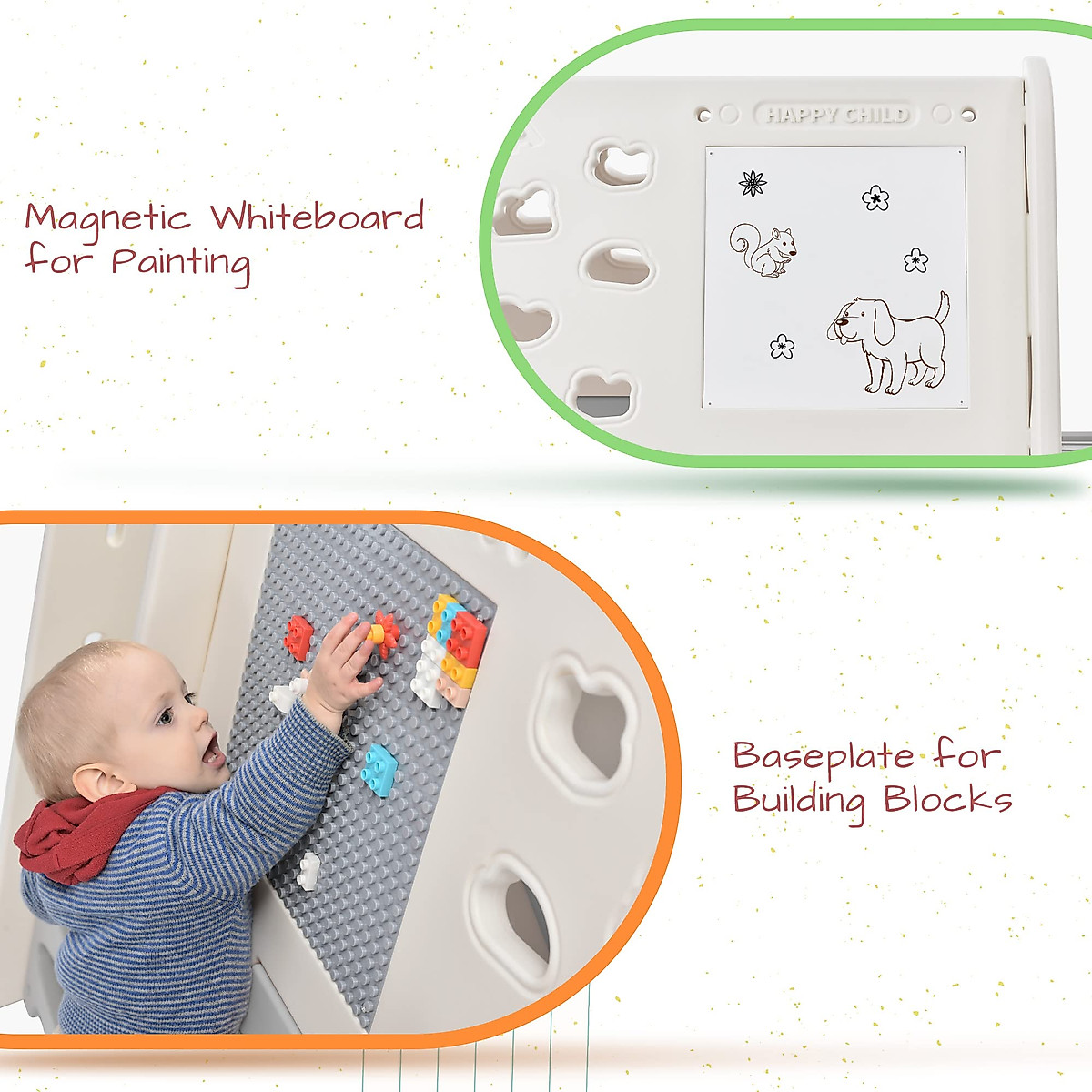 Merax Triangle Climber with Slide, 7-in-1 A-Frame Climber Toddler Slide with Art Easel and Basketball Hoop, Indoor Climbing Toys for Toddlers 1+