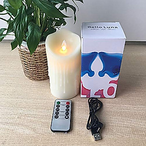 Bello Luna 5.9in LED Wickless Candle Tear Wave Shaped Rechargeable and Environmental Flickering Candle with Remote Control
