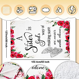 WILLBOND Sisters Gifts from Sister Blanket Sister Birthday Christmas Gifts Soft Flannel Plush Throw Blankets Mothers Day Gifts Sister Is God's Way of Making Sure We Never Walk Alone