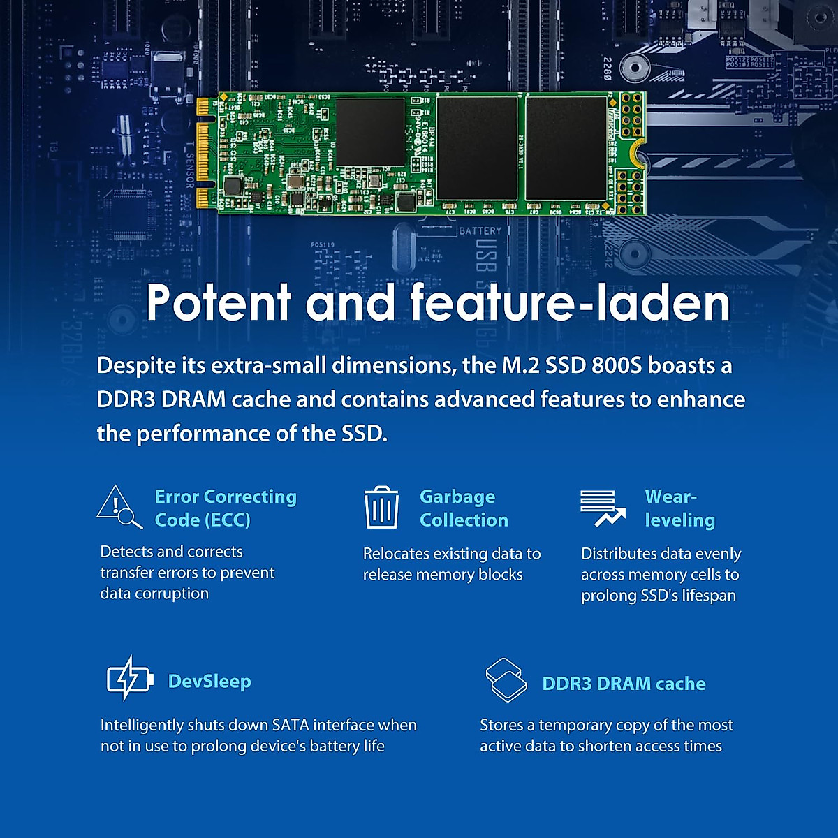Transcend 256GB MTS800S M.2 2280 SATAIII SSD, Internal Solid State, Compatible with Laptop & PC Desktop, MLC - TS256GMTS800S