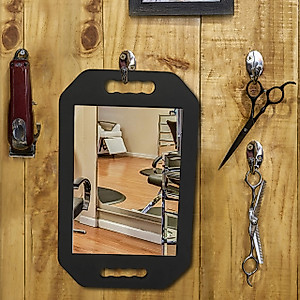 Kurtzy Lightweight Handheld Hairdressing Mirror - Black Foam Handle Mirror for Barbers, Salons and Beauticians - Double Handle Mirror - Viewing Mirror for Back of Head Haircuts