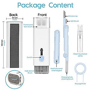 MMH 7in1 Airpod Pro Keyboard Earbud MacBook Cleaner Kit with Cleaning Pen Brush, Electronic Cleaning Kits Tools for Laptop iPad Phone iPod Tablet Computer PC TV Screen Blue(5ML Screen Cleaner Spray)