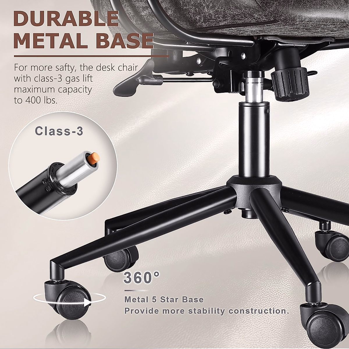 VITESSE Ergonomic Home Office Desk Chair Modern Leather Computer Chairs, High Back Lumbar Support Suede Fabric Executive Height Adjustable Rolling Swivel Task Chair with Padded Armrest (Dark Grey)