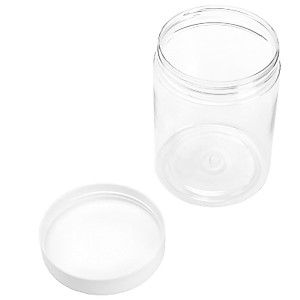 YUENPUN 30 PCS 10 OZ Slime Containers with White Lids, Wide Mouth Small Plastic Cosmetic Jars, Clear Plastic Slime Containers, Round Storage Jars for Lotion, Cream, Beauty Products