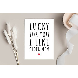 Emily gift Lucky For You - I Like Older Men - Happy Birthday Card - Card For Husband - Funny Birthday Card - Sarcastic Birthday Card
