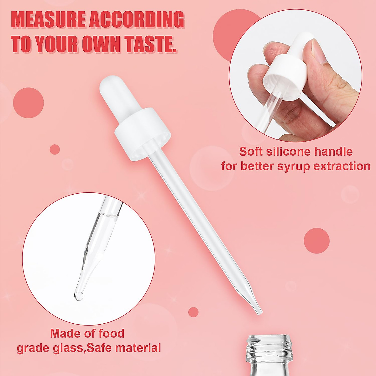 3pcs Glass Dropper Pipettes Compatible with Sodastream Bubly Drops Flavors Pipettes Bottle for Soda Stream Dropper Replacement Accessories