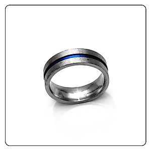 Fusamk Fashion Blue Epoxy Stainless Steel Cross Band Ring(Steel(9))