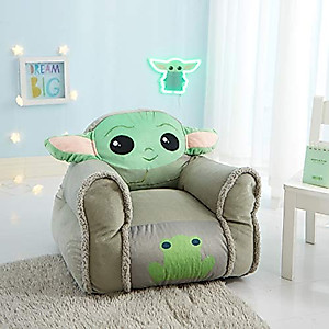 Idea Nuova Figural Sherpa Trim Bean Bag Chair, Polyester,Star Wars Grogu Small
