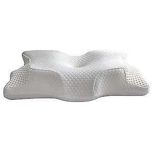 Cervical Pillow for Neck Pain Relief, 2-Way Adjustable Orthopedic Pillow with Cooling Case, Hollow Design Contour Memory Foam Neck Support Pillow for Side, Back and Stomach Sleepers - White