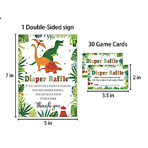 Nopoben Diaper Raffle Baby Shower Game, 1 Standing Sign and 50 Tickets, Dinosaur Theme Gender Neutral for Boys or Girls, Bring A Pack of Diapers for Mom-to-Be, (029)
