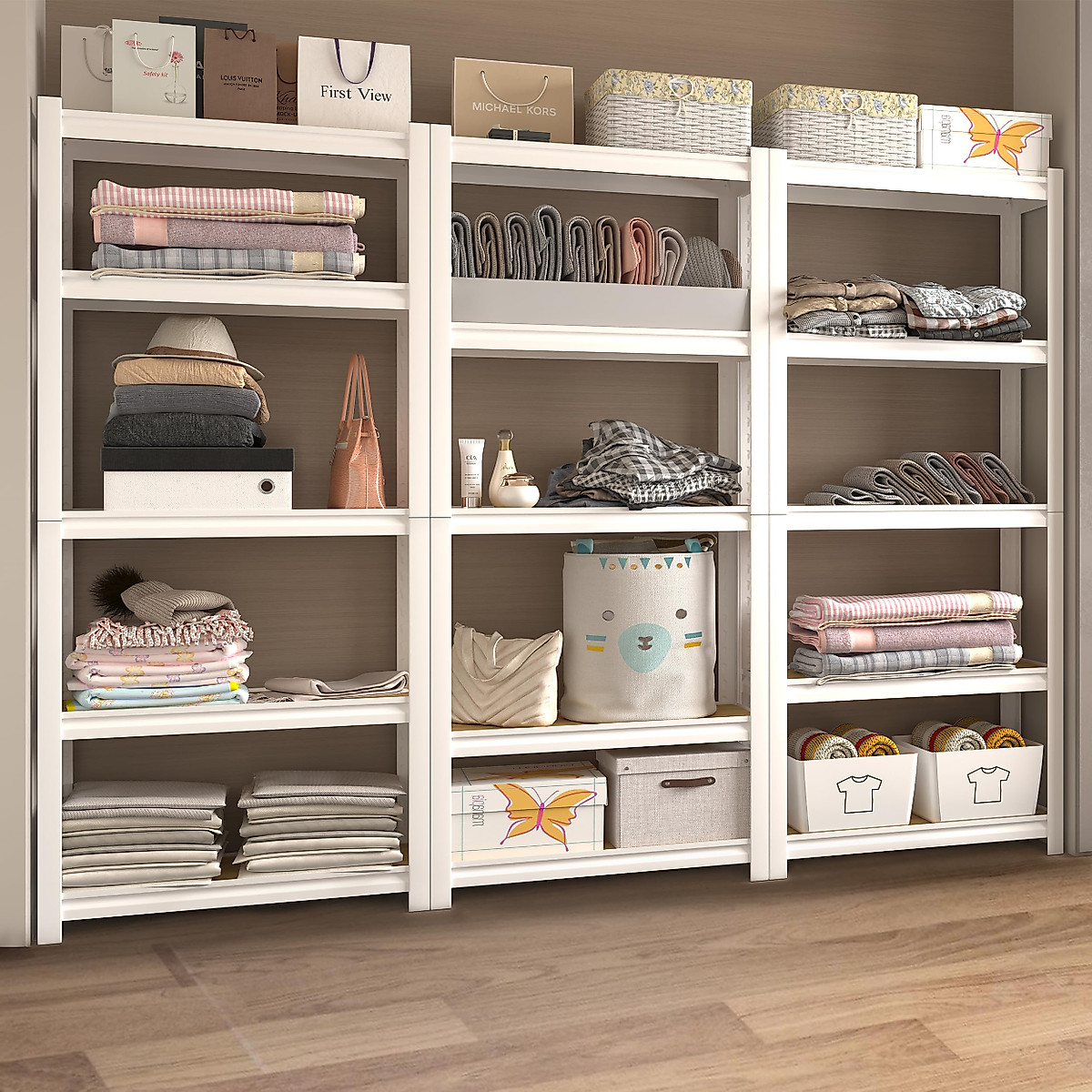 PrimeZone 28" W x 12" D x 59" H Storage Shelves, 5-Tier Adjustable Storage Utility Rack, Heavy Duty Metal Shelving Unit Organization Shelf for Kitchen Pantry Closet Garage Warehouse, White