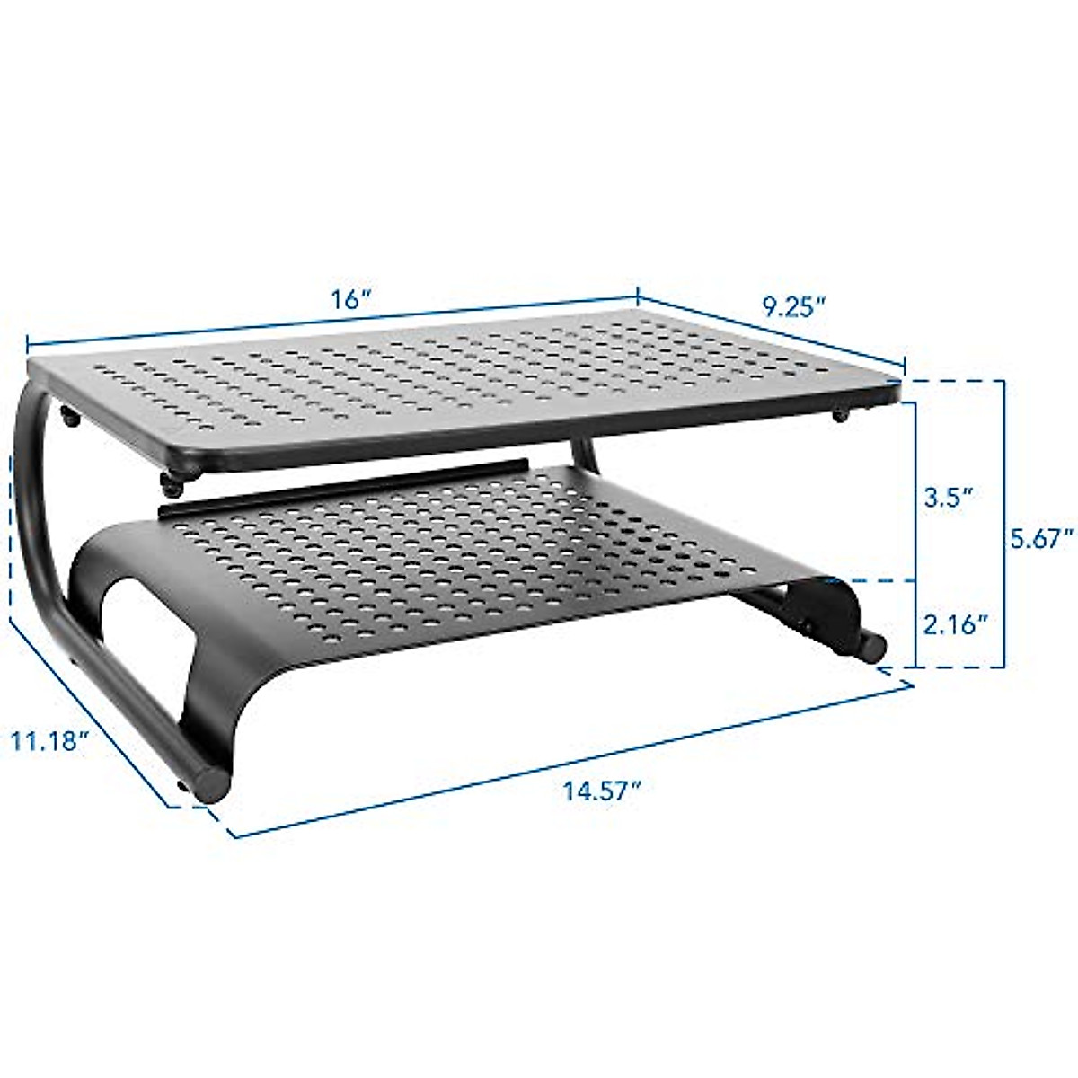 MOUNT-IT! 2 Tier Desk Organizer Riser | Computer Monitor Stand with Keyboard Storage Shelf for Desktops, Laptops, Printers, Home Office Space Saver (2 Shelves)
