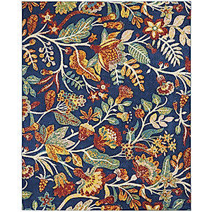 Nourison Allur Floral Navy Multicolor 7'10" x 9'10" Area -Rug, Easy -Cleaning, Non Shedding, Bed Room, Living Room, Dining Room, Kitchen (8x10)