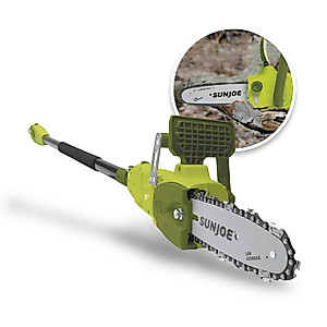 Sun Joe SWJ806E 8-Inch 8.0 Amp 2-in-1 Convertible Pole Chain Saw, Green