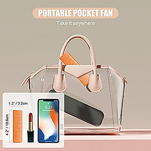 Odoland Portable Handheld Mini Fan, USB Rechargeable Foldable Fan, Quiet Cooling Personal Pocket Fan, Battery Operated 12-20 Hours, Stylish Fan for Girls Women Office School Outdoor Working, Orange