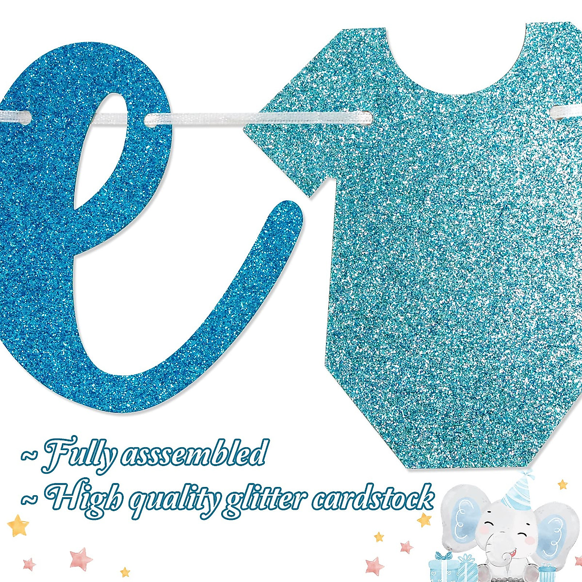 Welcome Baby Boy Banner, Pre-strung Baby Shower Banner, It's A Boy Decorations, Baby Boy Shower Decorations, Blue Glitter