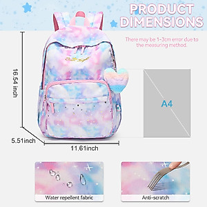 Caran·Y Girls Backpack for Kid in Elementary Large Size School Bookbag Purple Ages 12M+