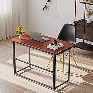 Eureka Ergonomic Folding Computer Desk, No Assembly, 43" Foldable Desk for Work Study Home Office PC Writing Student, Adjustable, Cherry
