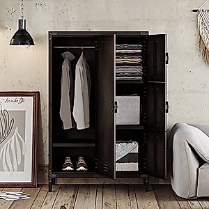 Letaya Metal Locker Storage Cabinet,55" Steel Retro Wardrobe,4 Doors Lockable,Adjustable Feet Organizer Locker for Employees Home Office School Gym (4 Door)