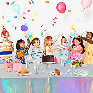 168 Pcs Iridescent Laser Birthday Party Tableware Set, Shiny Iridescent Dessert Plates Cups Sparkle Holographic Foil Napkins for 24 Guest Disco Bridal Wedding Christmas Iridescent Party Decoration