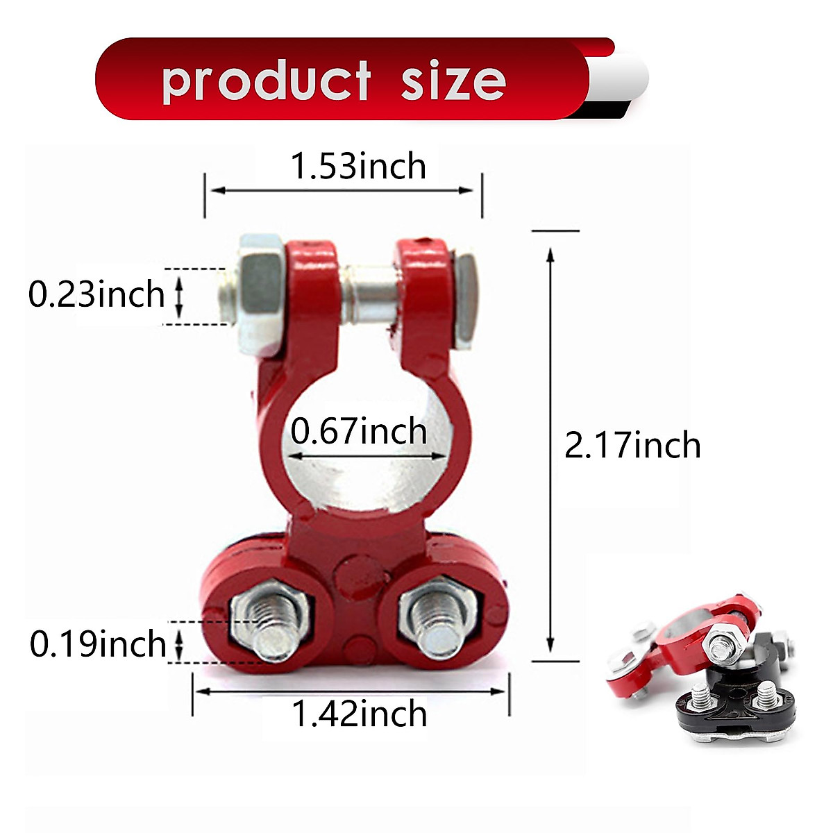 Slykew 2 PCS Cable Terminal Clamp Connectors, Cables Terminal Connectors Kit, Positive Negative Brass Power Post Clips Accessories, for Cars, Vans, Trucks (Silver)