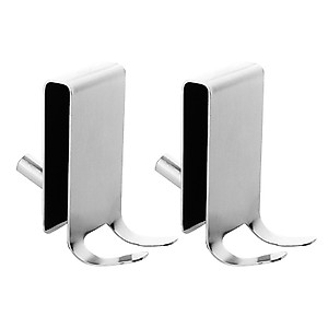 HOUSEEN Shower Door Hooks, 2pcs Over The Door Hooks, Heavy Duty Drilling-Free Double Sided Sided Shower Towel Hooks for Bathroom Frameless Glass Shower Door Stainless Steel