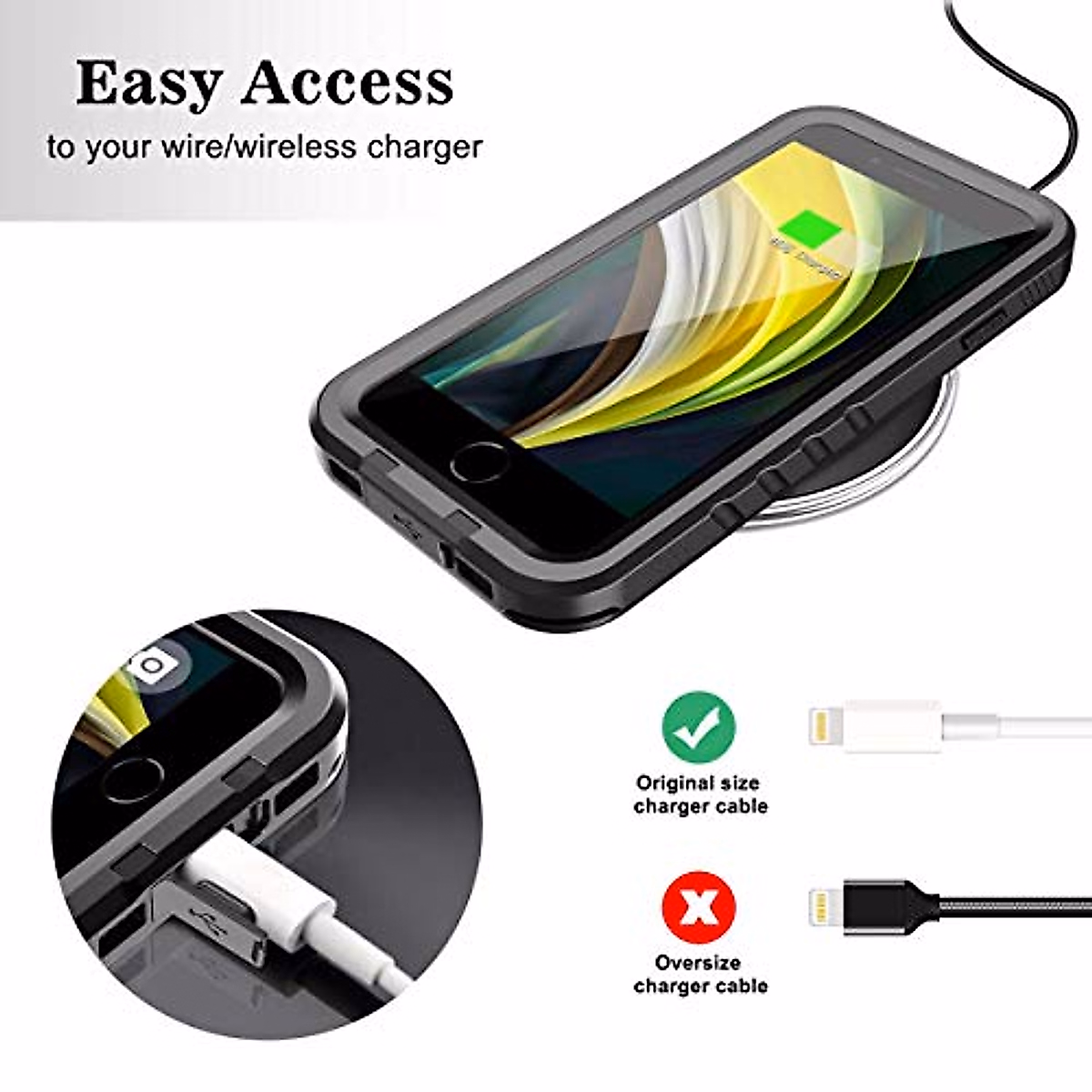 SPORTLINK Waterproof Case for iPhone SE 3rd 2022/iPhone SE 2nd 2020/iPhone 7/8 - Full Body Shockproof Dustproof Phone Screen Protector Rugged Waterproof Case for iPhone SE3/SE2/7/8 (Black)