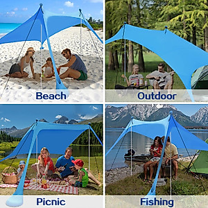 YENGIAM Beach Canopy Beach Tent Pop Up Shade 7.5X7.5 FT Portable Sun Shelter Extra Windproof Rope Stable Sun Protection with Carry Bag Easy Set Up for Family Outdoor Camping Fishing Backyard Picnics