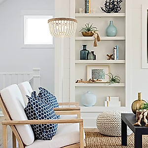 VILUXY Boho Floor Lamp with White Wood Beaded Shade for Bedroom, Living Room, Girl Room 3-Light