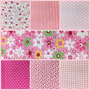 Quilting Fabric Misscrafts 7pcs 50 x 50cm Cotton Fabric DIY Making Supplies Craft Patchwork Fabric Bundle Fat Quarter Pre-Cut Quilt Squares for DIY Sewing Scrapbooking (Pink)