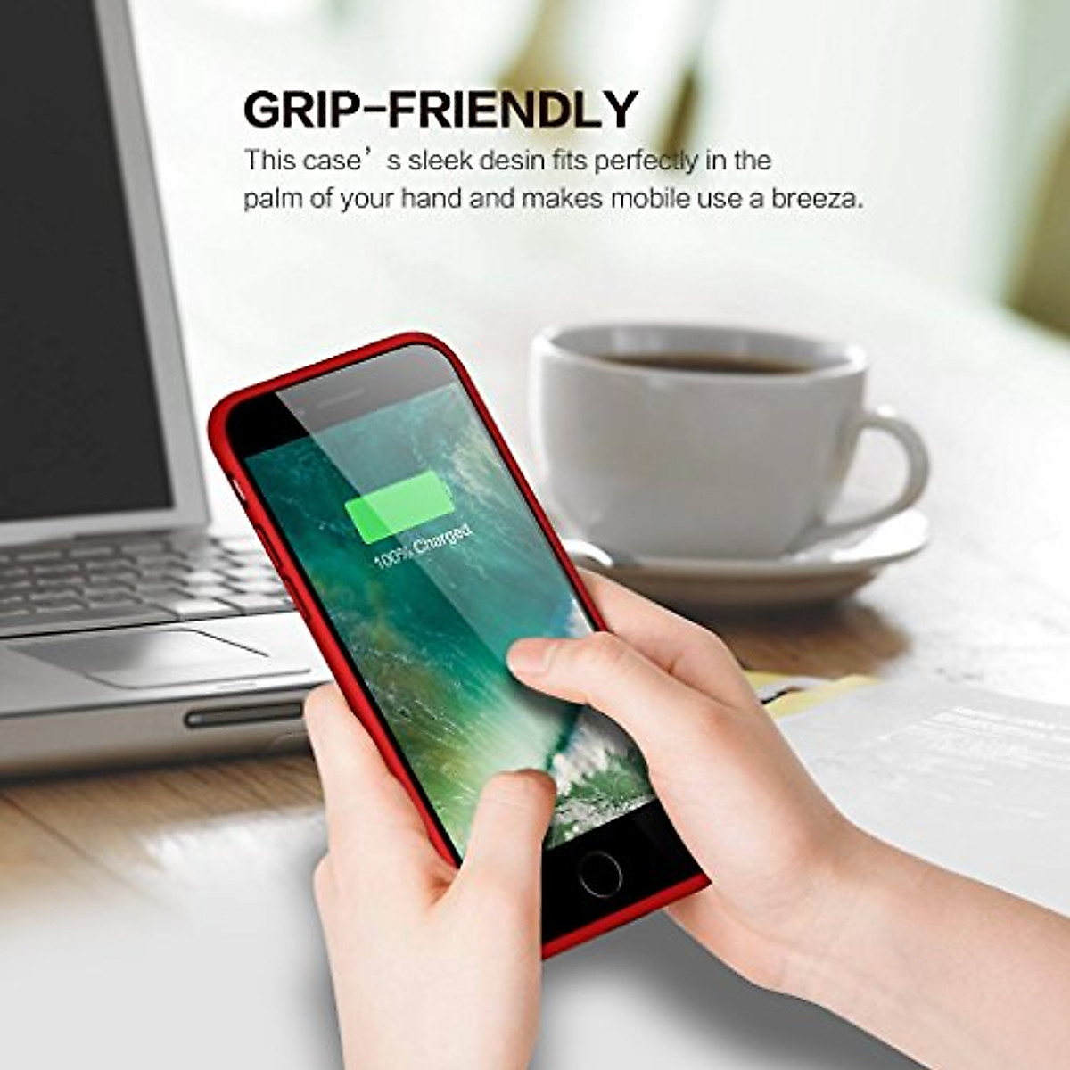 Battery Case for iPhone 8/7/6s/6/SE(2020),[6000mAh] Protective Portable Charging Case Rechargeable Charger Case Extended Battery Pack for Apple iPhone 8/7/6s/6/SE(2020) (4.7inch)-Red