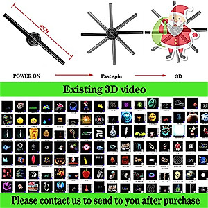 3D Hologram Fan,Hologram Fan Projector Advertising Display for Christmas, Halloween,Business,Shop,Holiday 16.5inch Holographic with 700 Video Library