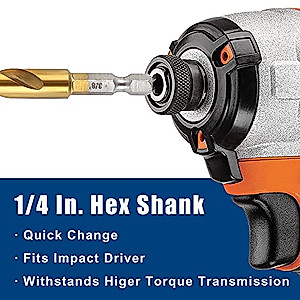 COMOWARE Titanium Impact Drill Bit Set - 30 Pcs Hex Shank HSS, Quick Change Design, 1/16"-1/2"