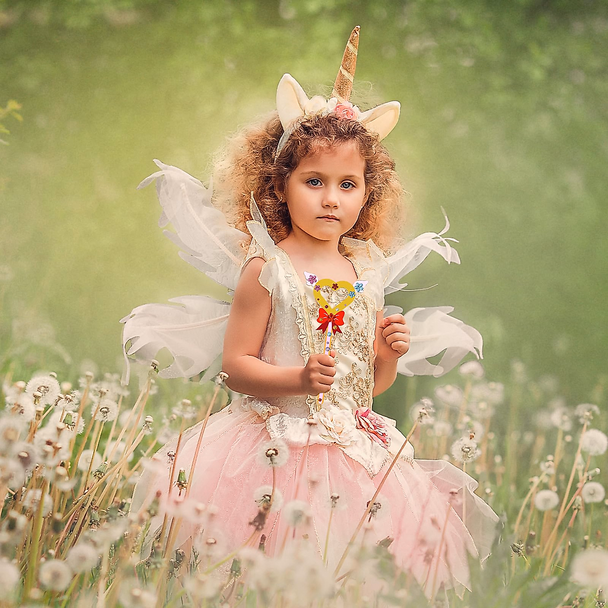 KATOOM Princess Fairy Wands Kit,12 Pcs Unfinished Wooden Fairy Wands DIY Art Craft Magical Wand for Kids Girls Birthday Christmas Decoration Costume Role Play