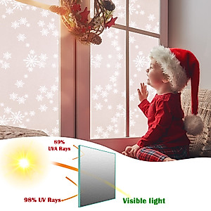 Niviy Christmas Decorations Privacy Window Film Snowflakes Window Clings Decals Stickers Non Adhesive Frosted Glass Film Heat Control 17.7” x 78.7”
