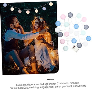 Abaodam 1 Set 20 Cotton Ball Light String Window Curtain Light Holiday Light Decor Decorative Hanging Lights Fairy Curtain Lights Wedding Decoration Astetic Room Decor Led Indoor Plastic