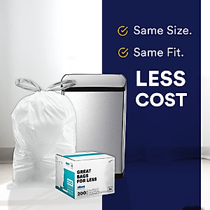Plasticplace Custom Fit Trash Bags, Compatible with simplehuman Code Y (100 Count) White Drawstring Garbage Liners 30.4 Gallon/ 115 Liter, 28.5" x 39"