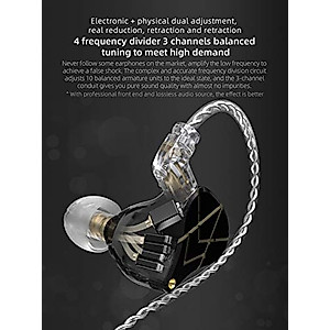 KZ ASX in-Ear Monitors, 10 Balanced Armatures Units per Side Customized HiFi IEM Wired Earphones/Earbuds/Headphones with Detachable Cable 2Pin for Musician Audiophile (Without Mic, Black)
