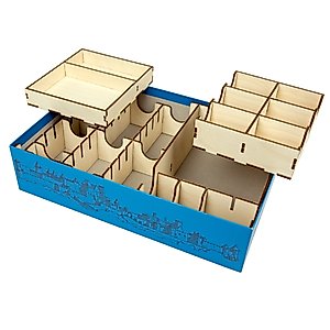 The Broken Token Board Game Organizer - Carcassonne Compatible Wood Storage Box with Multiple Trays, Rows and Dividers