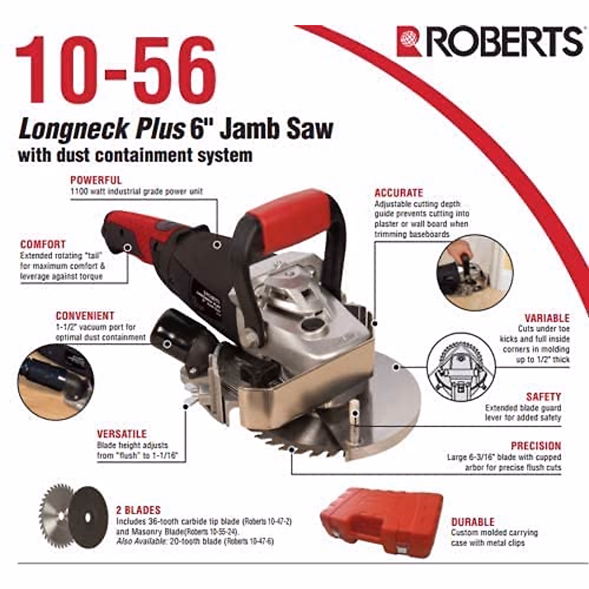 NEW QEP ROBERTS 10-56 ELECTRIC 6" LONGNECK JAMB SAW KIT WITH CASE