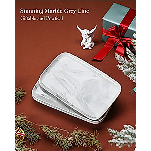 MALACASA Serving Platter, 12in Porcelain Serving Dishes, Rectangular Serving Tray for Entertaining Parties, Platters for Serving Food, Sushi, Appetizer, Dessert, 11.9x7.1, Set of 4, Series PLAT-GREY