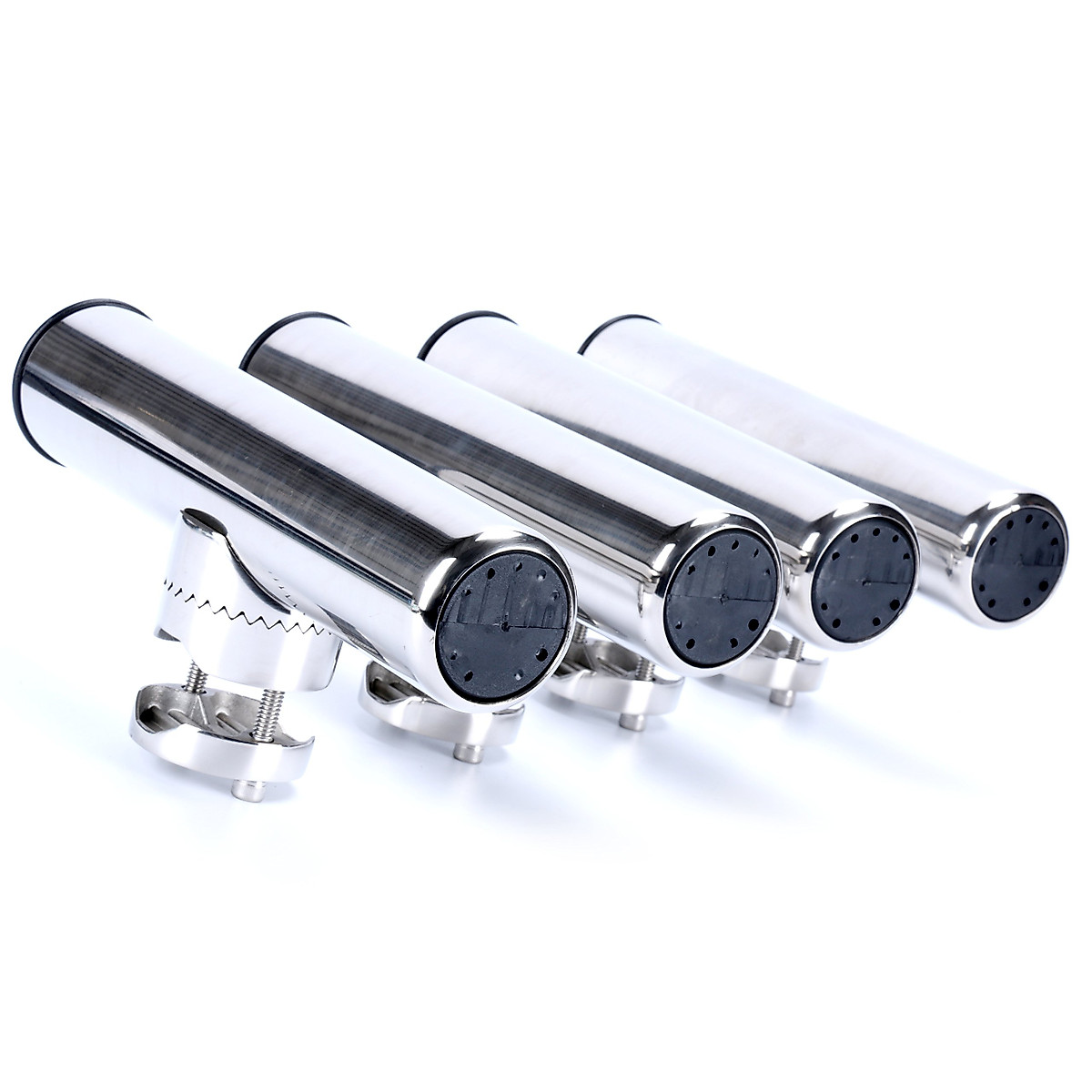 Amarine Made 4Pcs Marine Grade Stainless Steel Rail Mounted Clamp on Fishing Rod Holder for Rails 1" to 1-1/4"