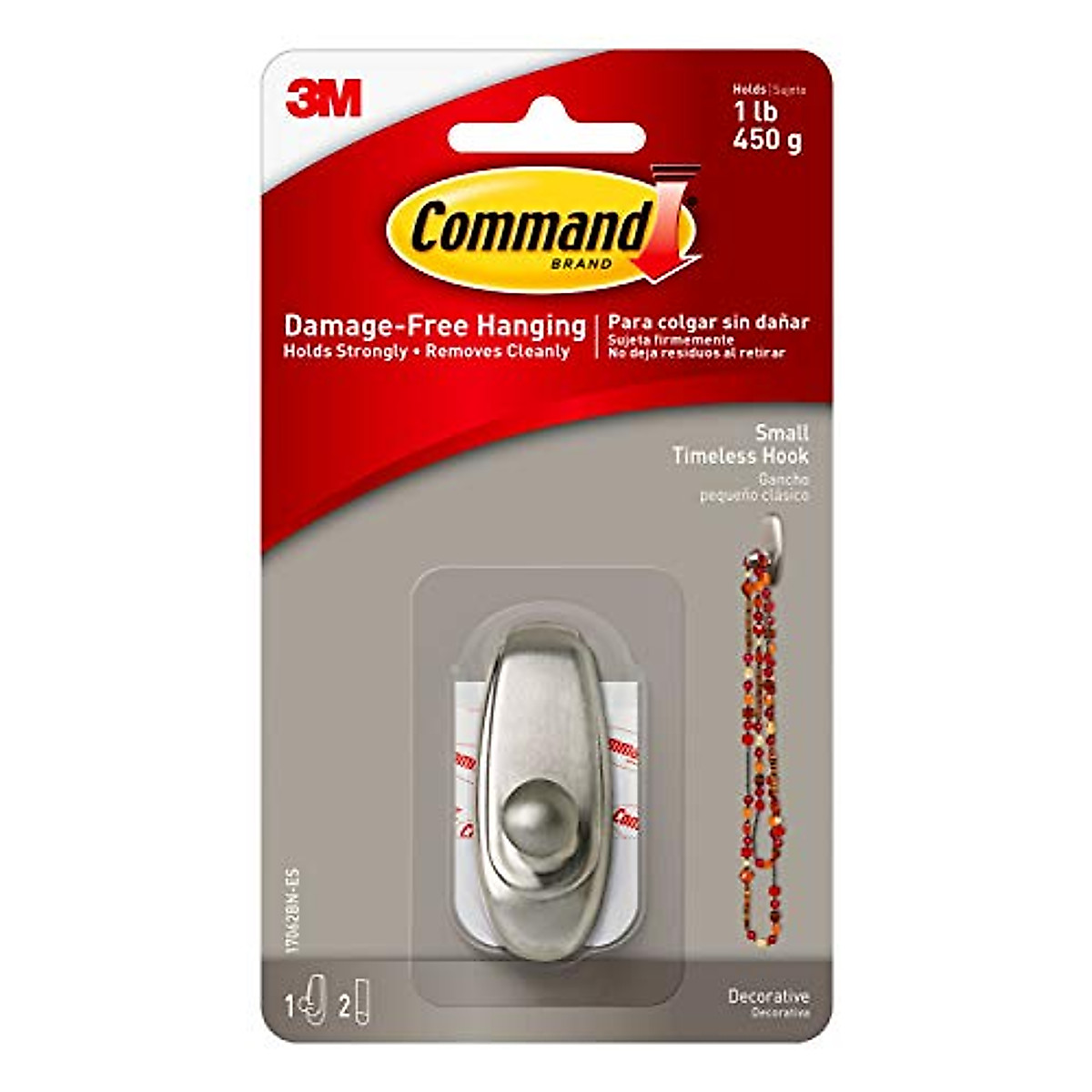 Command 17062BN Wall Hooks, Small, Brushed Nickel
