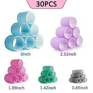 Jumbo Hair Rollers Hair Curlers. 3 inch Rollers, Large Self Grip Hair Curlers for Long Hair, Big Hair Rollers for Long Hair. No heat Curlers Hair Rollers with Clips & Comb. 30 Pack