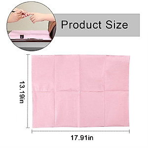 LXIANGN 125PCS Disposable Nail Art Table Towels Mat 13" X 17" Waterproof 3 Ply Nail Art Mat Paper Sheet Clean Pads Tattooing Table Mat Nail Table Cover Tattoo Supplies (Pink)