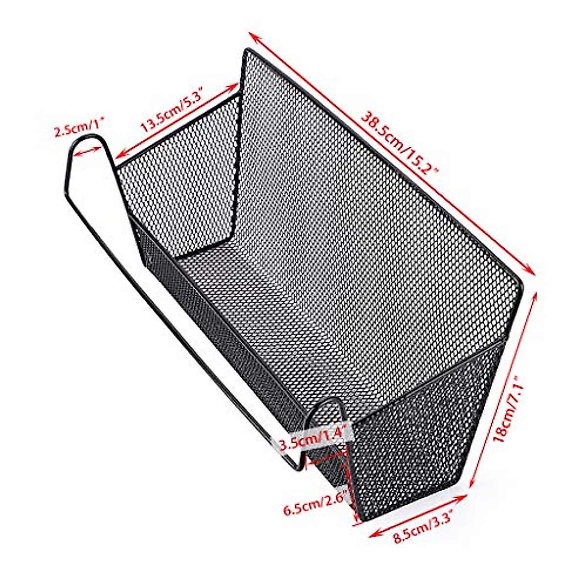 BTSKY Bedside Storage Basket, Dorm Room Bed Storage Basket Metal Mesh Desktop Corner Shelves Hanging Organizer Rack Shelf Bedside for Book Phones Drinks Tissues Office Home with Hook Black