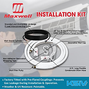 Klimaire 12,000 BTU 20.8 SEER2 Ductless Mini-Split Inverter Air Conditioner Heat Pump System with 15-ft Installation Kit Wall Bracket 115V