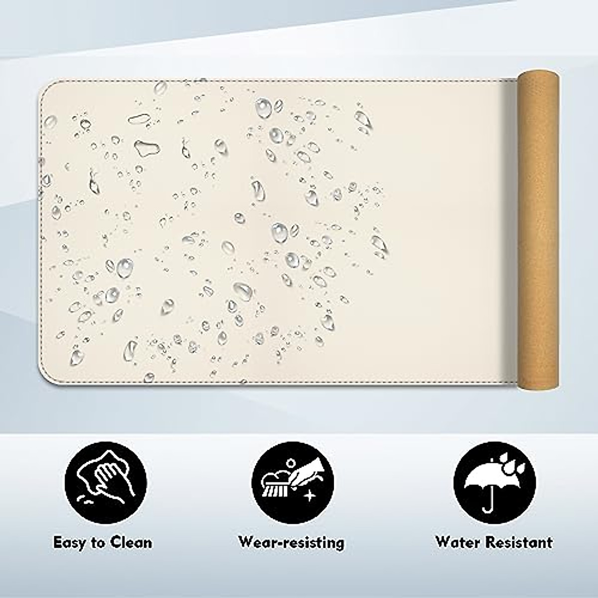Giecy Desk Mat, Dual-Sided Desk Pad, Large Mouse Pad for Desk, Natural Cork & PU Leather Non-Slip Waterproof Desk Mats for Office and Home (31.5" x 15.7", Beige)