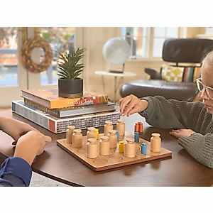 ROO Games Kloak - Wooden Strategy Board Game for Kids and Adults - for Ages 8-9-10-11+ - Kloak and Unkloak to Get Three in A Row - Premium Wooden Game