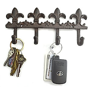 Lulu Decor, Cast Iron Fleur De Lis Key Hook (Key Hook Brown)